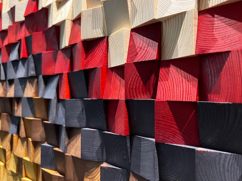 Reclaimed Wood Wall Sound Diffuser Acoustic Panel Art, 3d Mosaic Wood ...