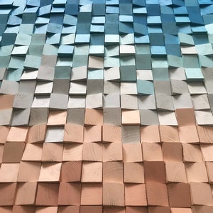 Navy Light Blue Ombre Wood Wall Sound Diffuser Acoustic Panel Art, Wood ...