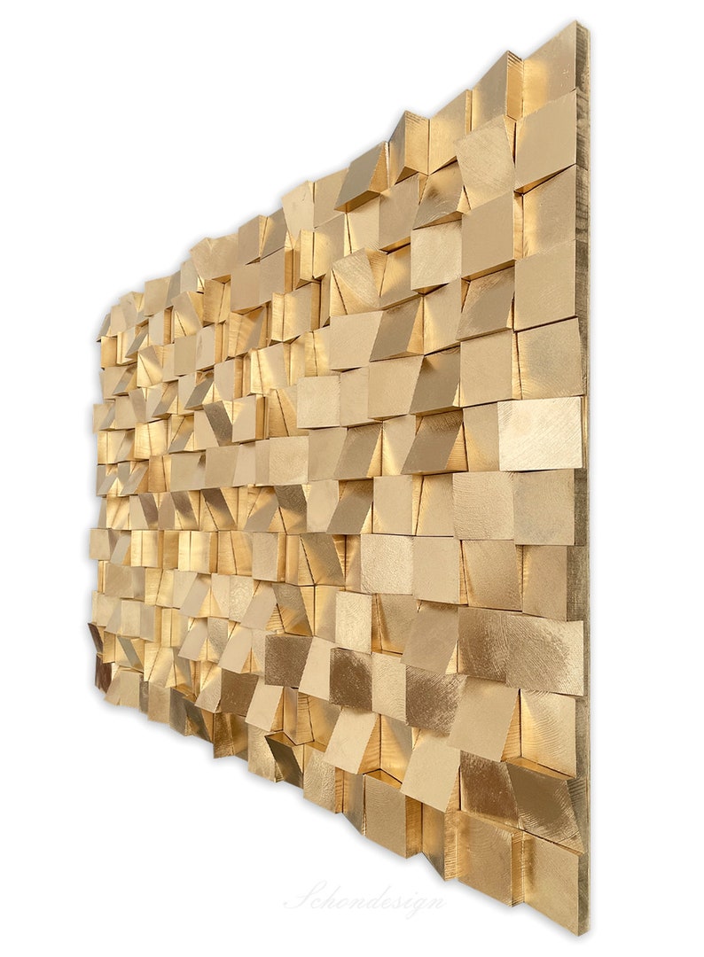 GOLD Wood Slat Wall Block Sound Diffuser Acoustic Panel Art, Golden ...