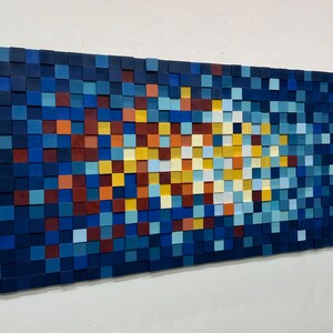 Large Wood Wall Sound Diffuser Panel Art SPACE ODYSEY II, 3d Mosaic ...