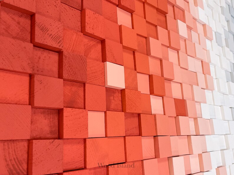 Wood Wall Sound Diffuser Acoustic Panel Art Red Gray, Reclaimed Wood ...