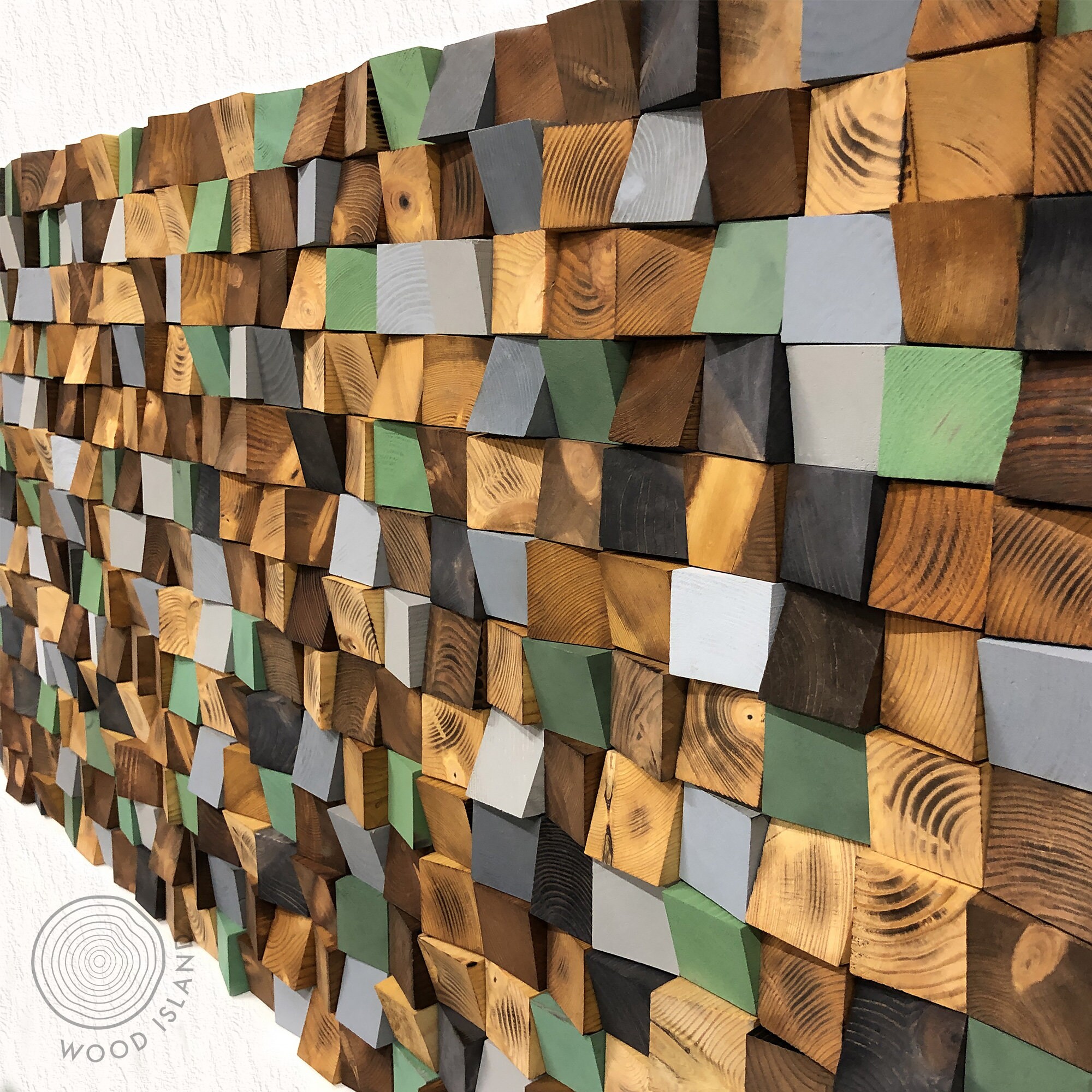 Large Wooden Wall Sound Diffuser Acoustic Panel Art WOODLAND, 3d Mosaic ...