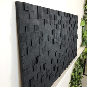 Black Wood Wall Slat Sound Diffuser Acoustic Panel Art dark Night, 3D ...