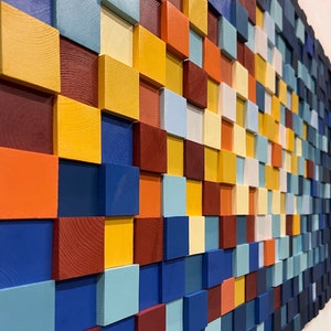 Large Wood Wall Sound Diffuser Panel Art SPACE ODYSEY II, 3d Mosaic ...