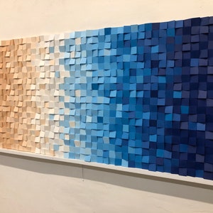 Navy Light Blue Ombre Wood Wall Sound Diffuser Acoustic Panel Art, Wood ...