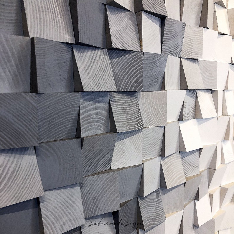 Large Wood Wall Sound Diffuser Acoustic Panel Art, 3d Mosaic Wood Block ...