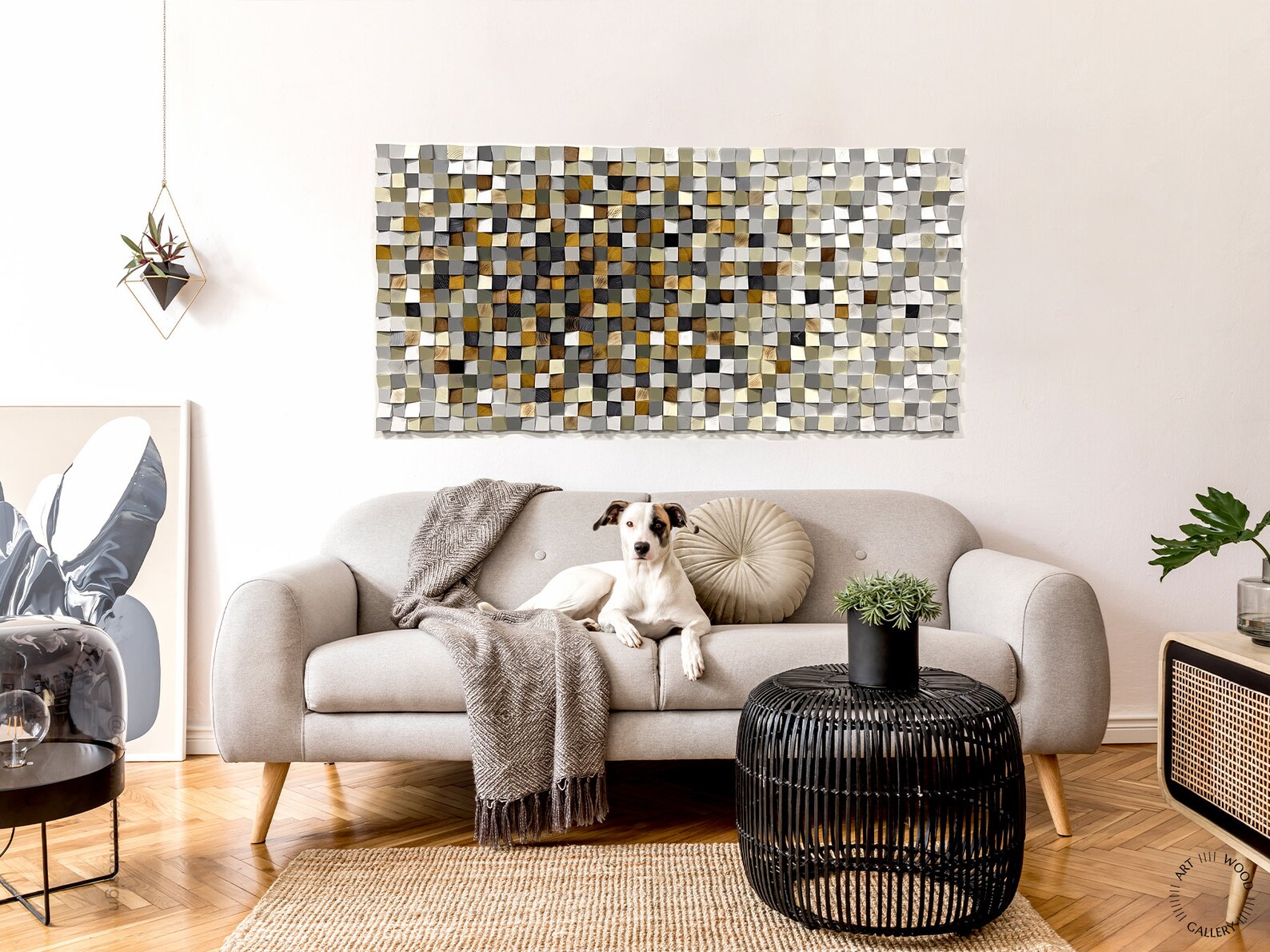 Wood Wall Art Sound Diffuser Acoustic Panel spring, Mosaic Wood Wall 3D ...