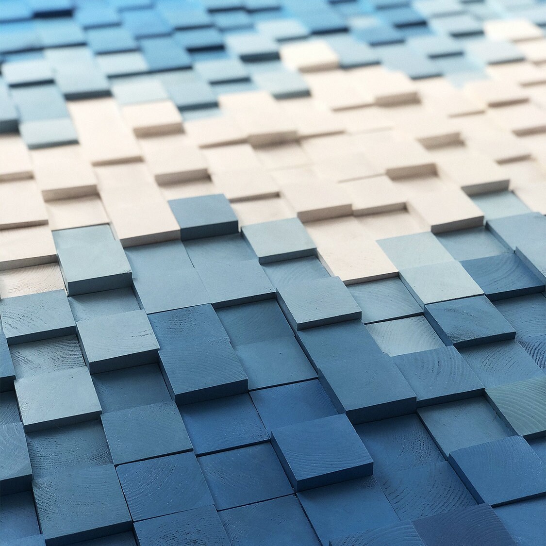 Blue Mosaic Wood Wall Sound Diffuser Art Panel, Acoustic Wall Panel Art ...