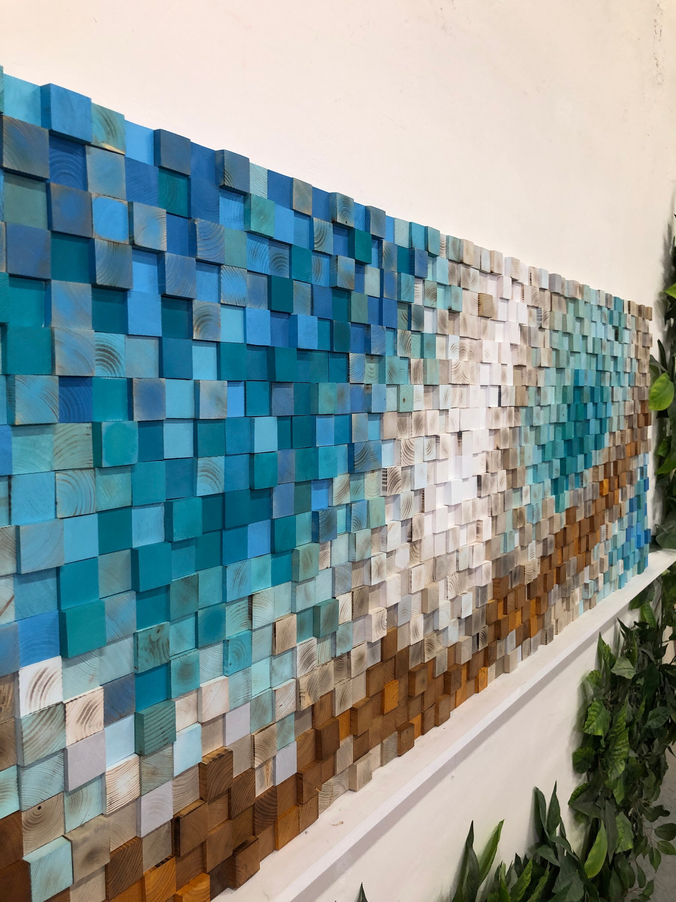 Reclaimed Wood Sound Diffuser Wall Acoustic Panel Art earth, 3d Mosaic ...