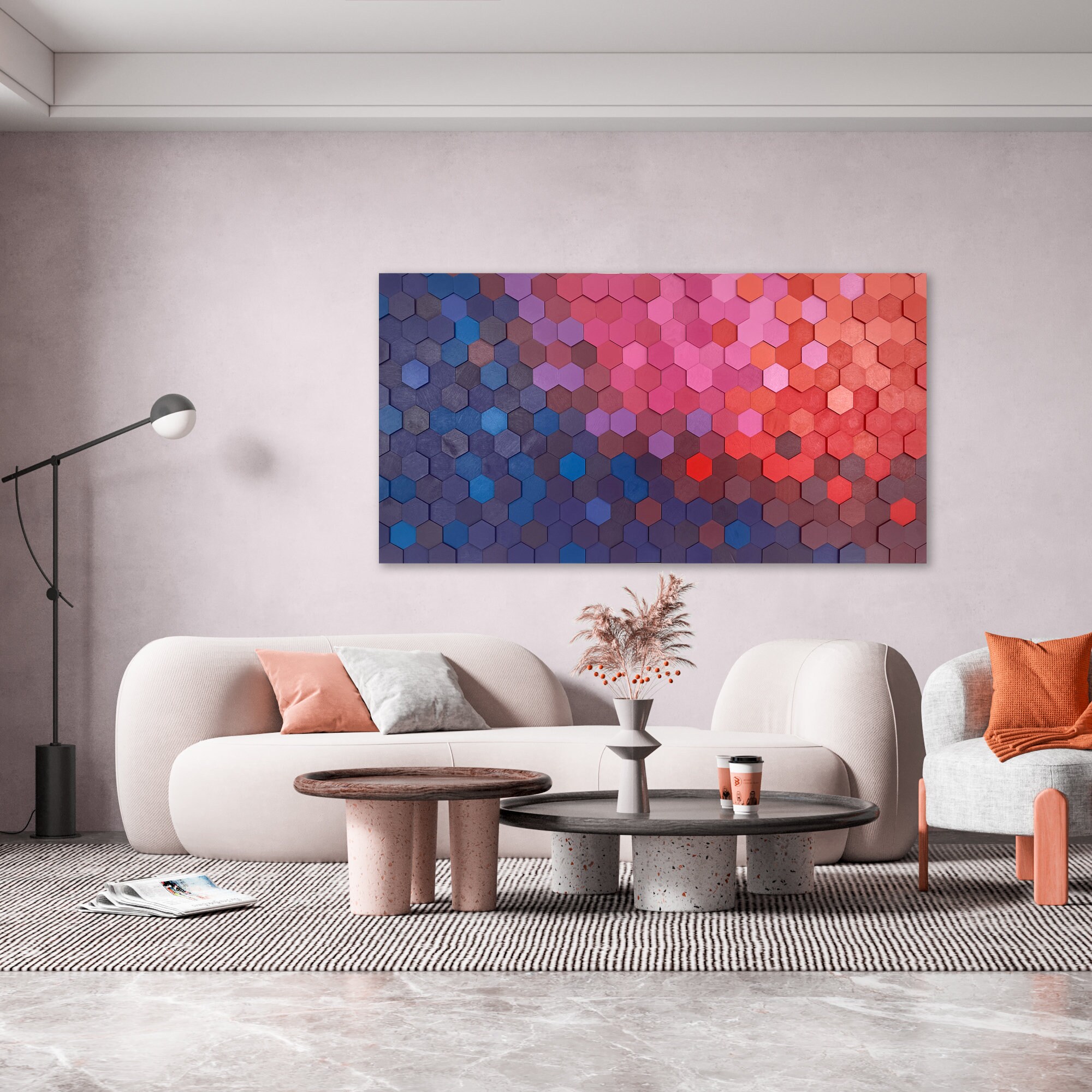 Purple Pink Wood Wall Sound Diffuser Acoustic Panel Art 3D - Etsy