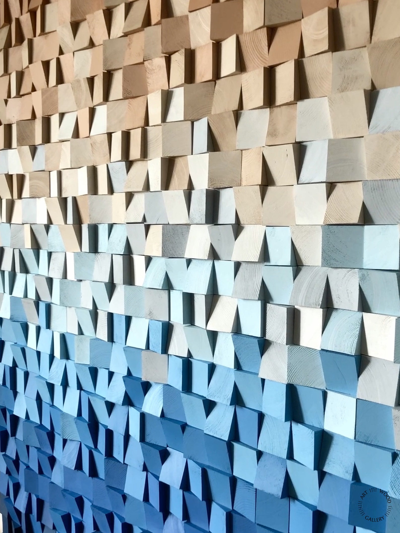 Navy Light Blue Ombre Wood Wall Sound Diffuser Acoustic Panel - Etsy