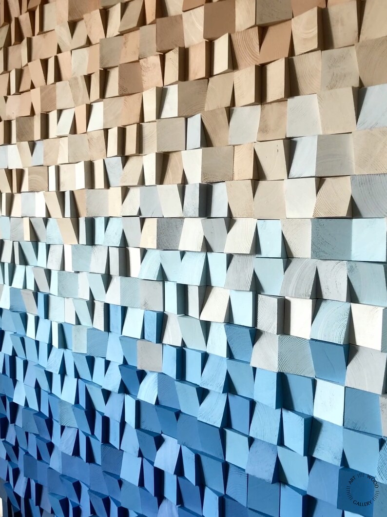 Navy Light Blue Ombre Wood Wall Sound Diffuser Acoustic Panel - Etsy
