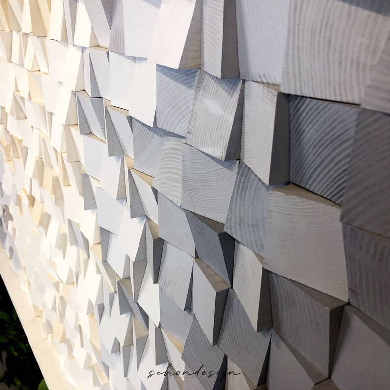 Large Wood Wall Sound Diffuser Acoustic Panel Art, 3d Mosaic Wood Block ...