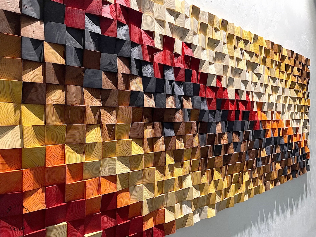 Reclaimed Wood Wall Sound Diffuser Acoustic Panel Art, 3d Mosaic Wood ...