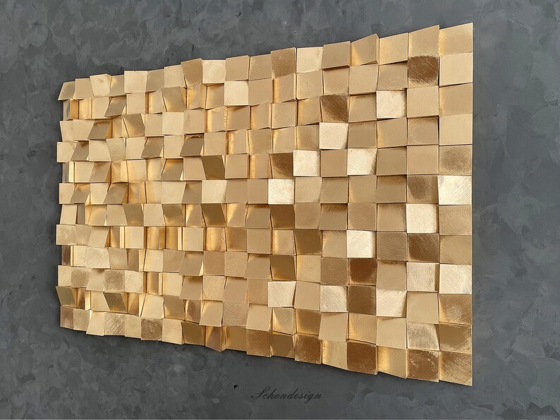GOLD Wood Slat Wall Block Sound Diffuser Acoustic Panel Art, Golden ...