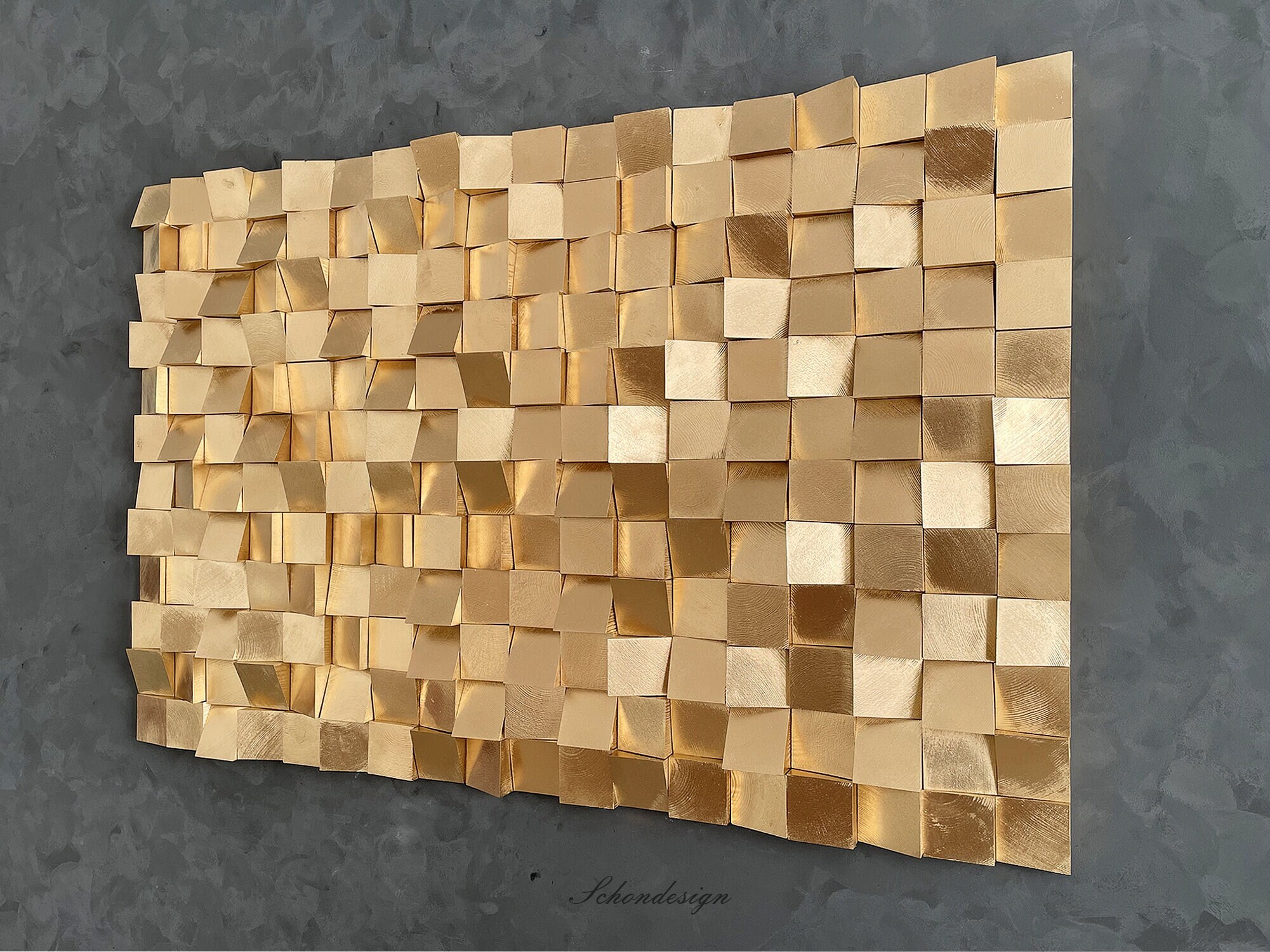 GOLD Wood Slat Wall Block Sound Diffuser Acoustic Panel Art, Golden ...