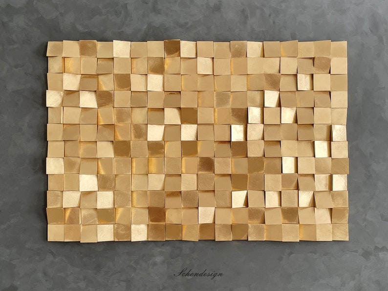 GOLD Wood Slat Wall Block Sound Diffuser Acoustic Panel Art, Golden ...