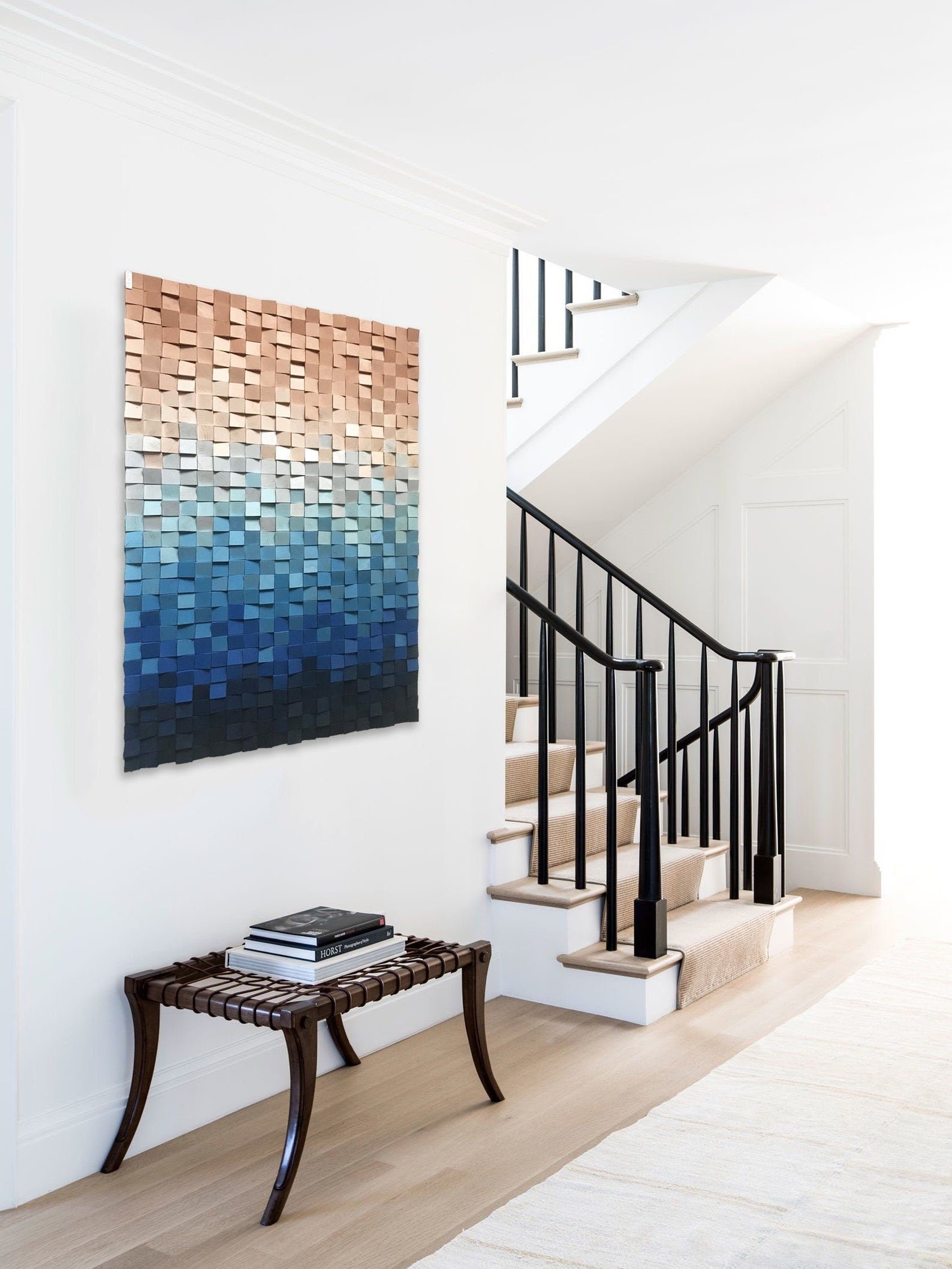 Navy Light Blue Ombre Wood Wall Sound Diffuser Acoustic Panel - Etsy