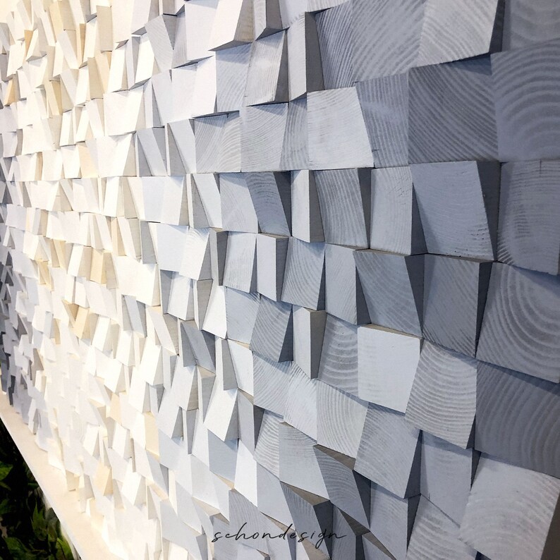 Large Wood Wall Sound Diffuser Acoustic Panel Art, 3d Mosaic Wood Block ...