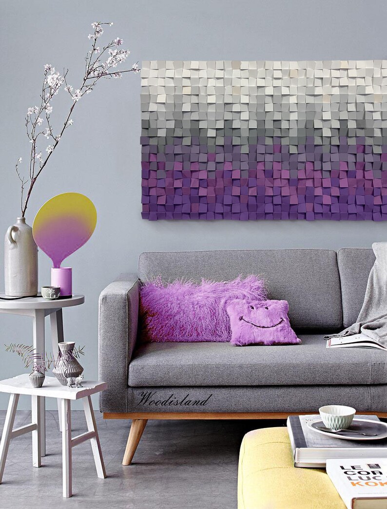 Large Wood Wall Geometric Sound Diffuser Acoustic Panel Art, 3D Mosaic ...