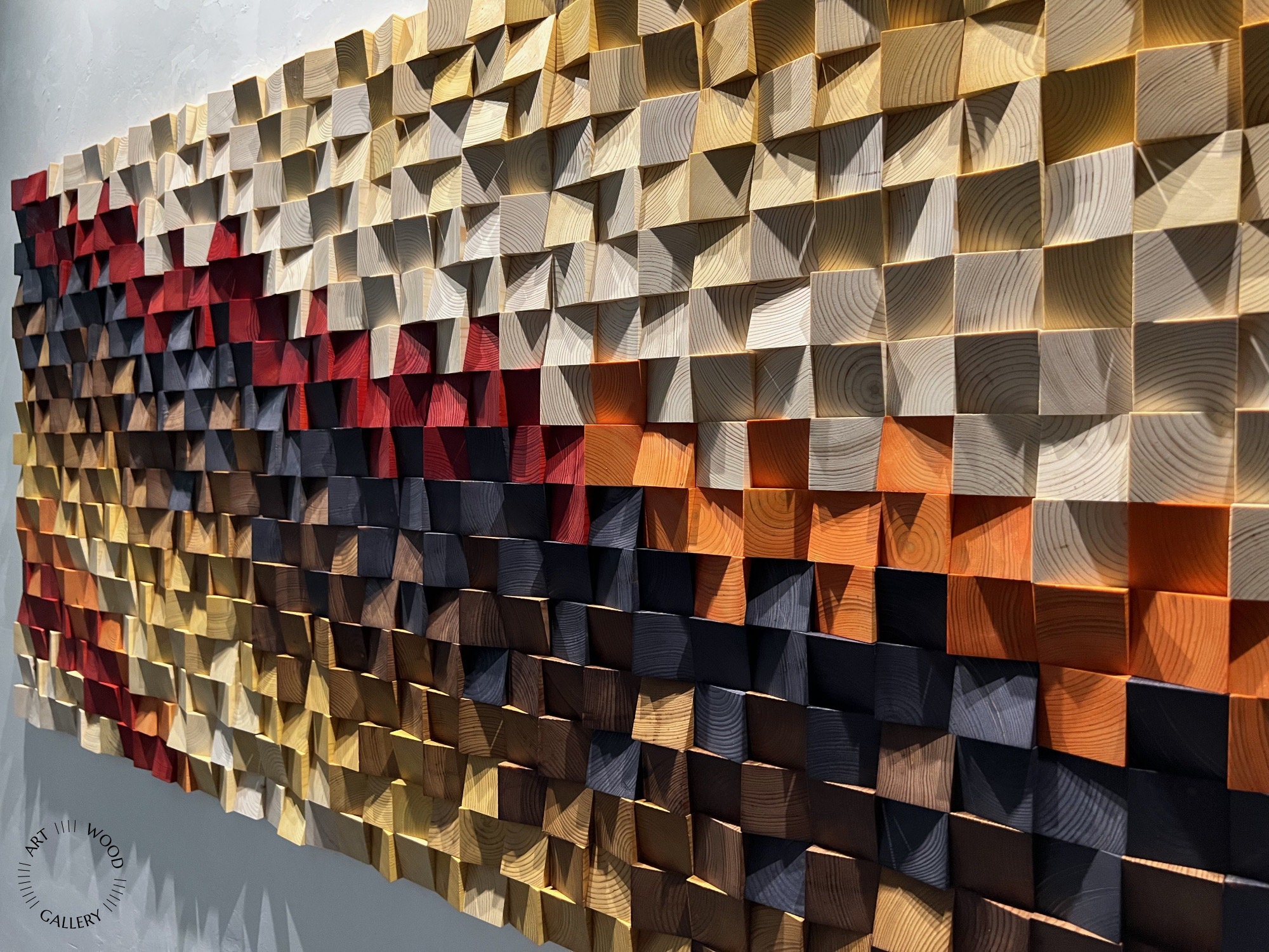Reclaimed Wood Wall Sound Diffuser Acoustic Panel Art, 3d Mosaic Wood ...