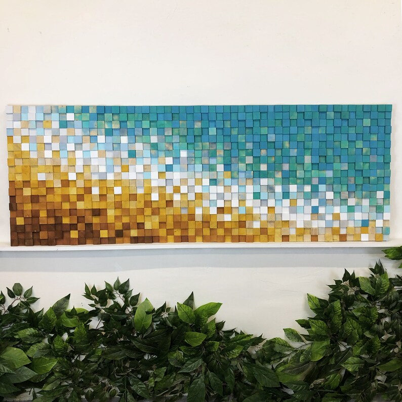 Reclaimed Wood Sound Diffuser Wall Acoustic Panel Art aquamarine, 3d ...