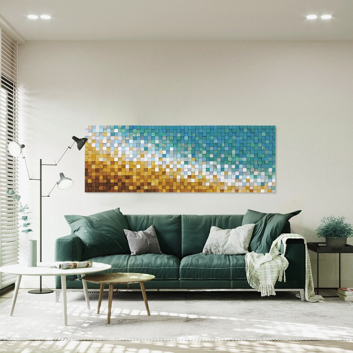 Reclaimed Wood Sound Diffuser Wall Acoustic Panel Art aquamarine, 3d ...