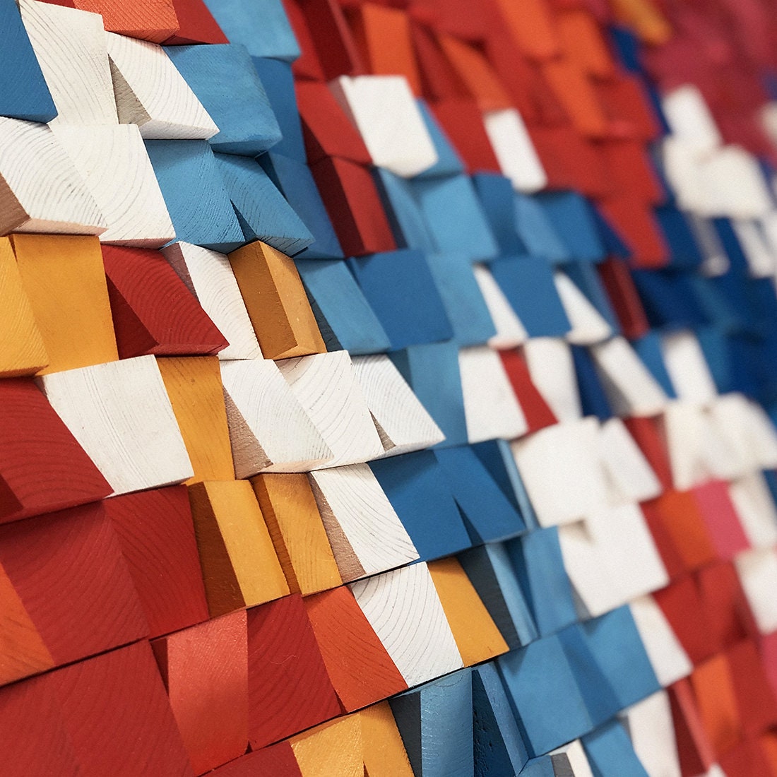 Reclaimed Wood Acoustic Wall Panel Art abstract, Large Geometric Ombre ...