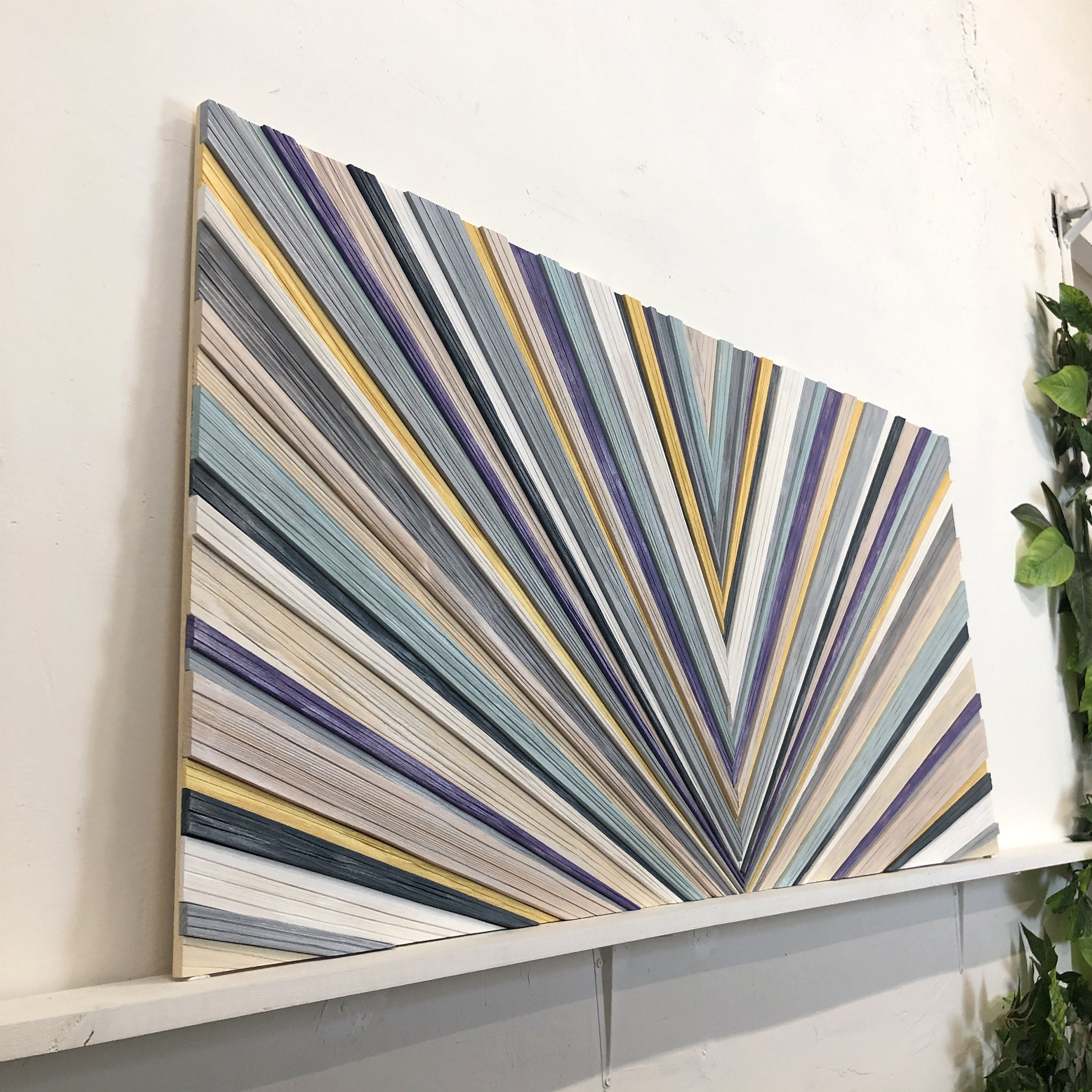 Reclaimed Wood Slat Wall Geometric Art Panel Decor MORNING STAR ...