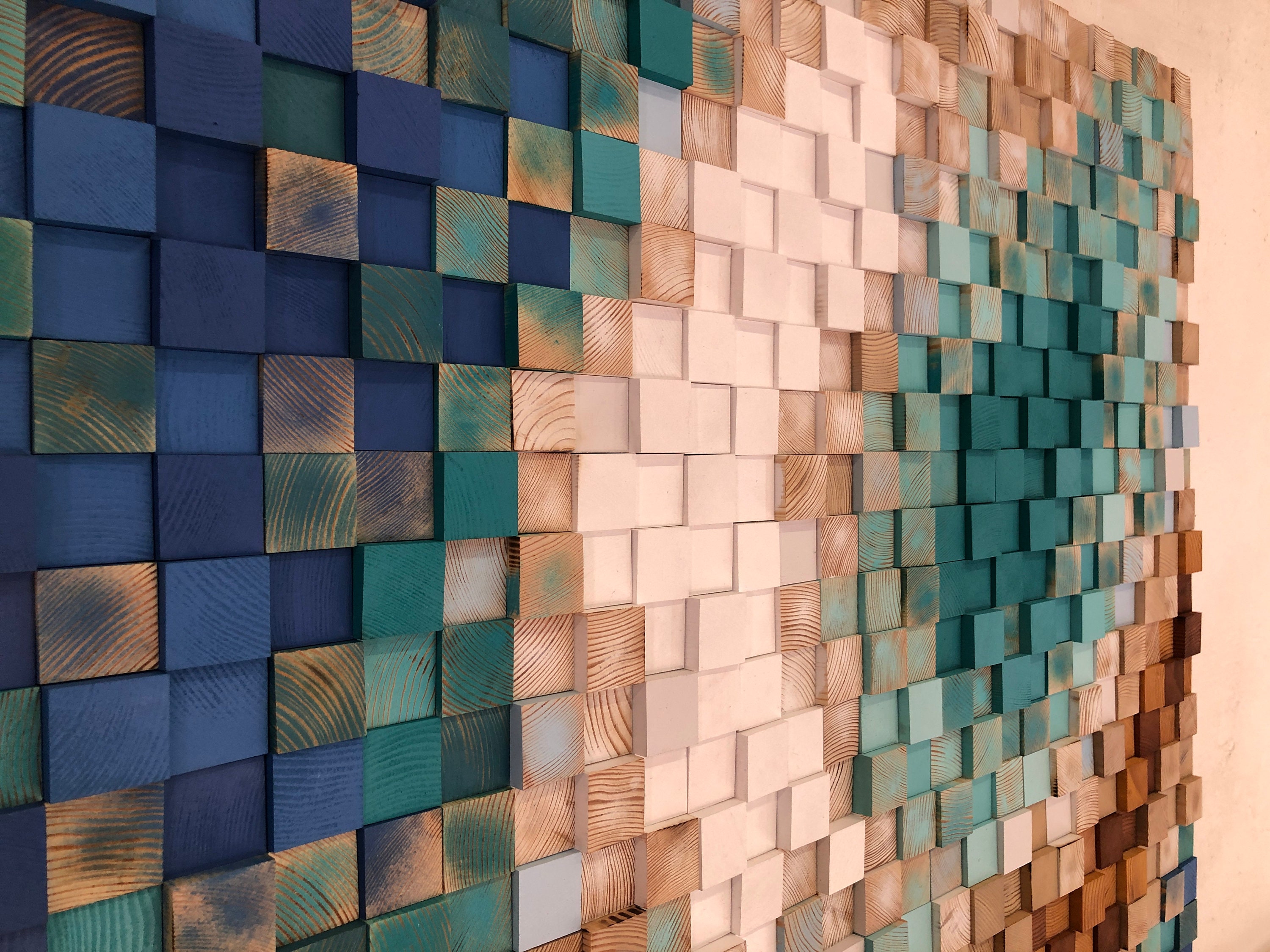 Reclaimed Wood Sound Diffuser Wall Acoustic Panel Art earth, 3d Mosaic ...