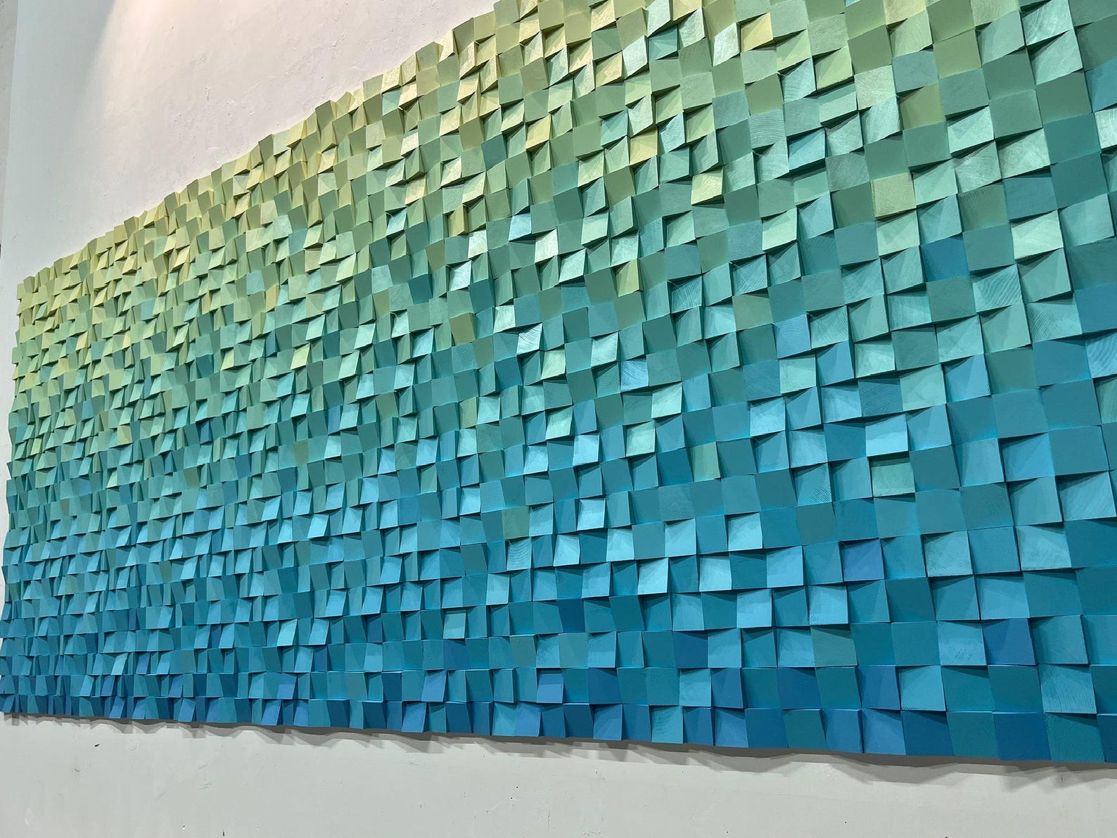 Acoustic Panel - Blue Wood Sound Diffuser - 3d Wall Panels - Large Wood ...