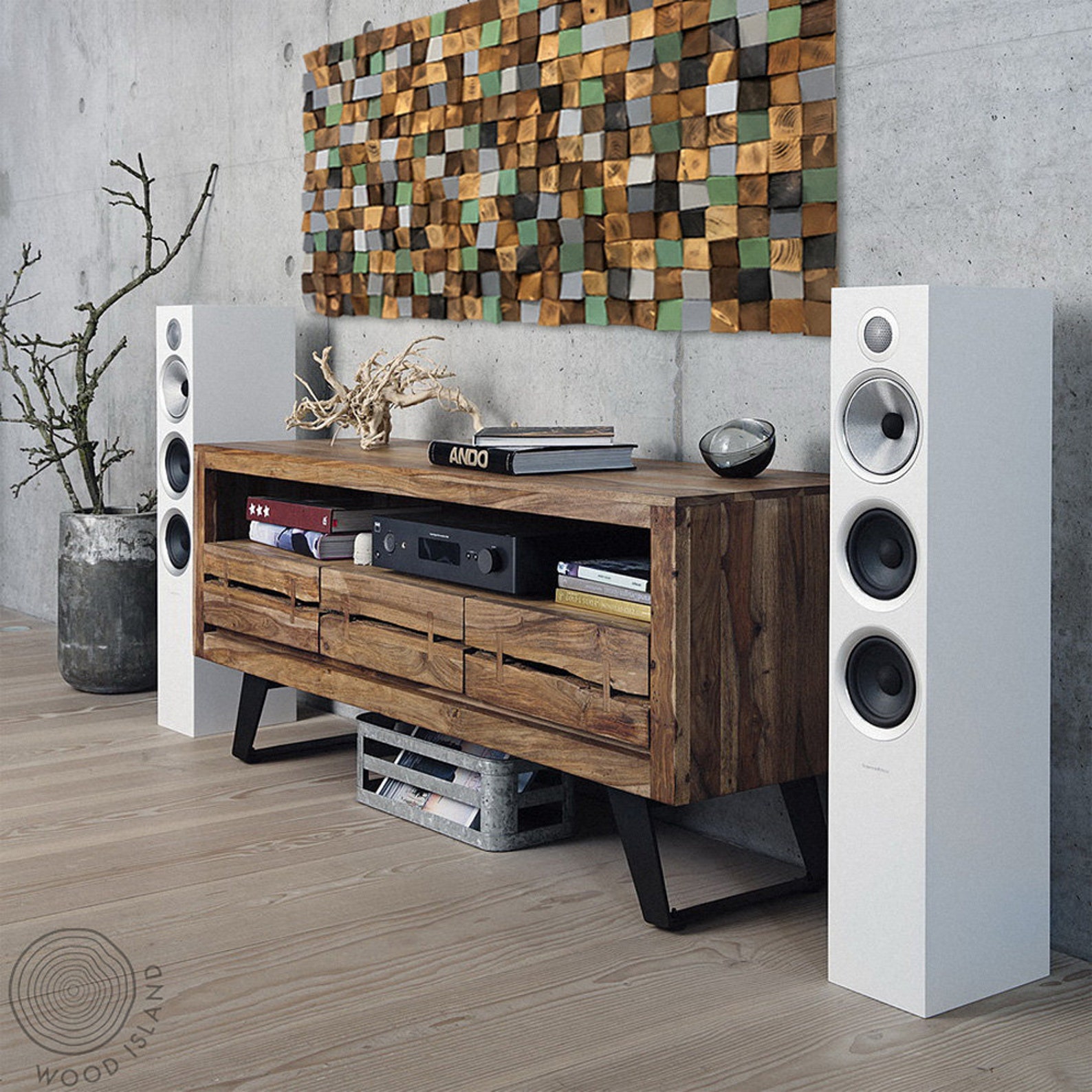 Large Wooden Wall Sound Diffuser Acoustic Panel Art WOODLAND, 3d Mosaic ...
