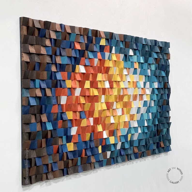 Large Wood Wall Sound Diffuser Panel Art SPACE ODYSEY, 3d Mosaic Wood ...