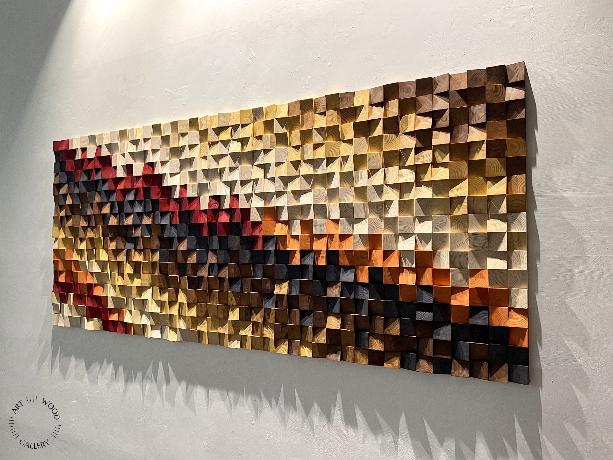 Reclaimed Wood Wall Sound Diffuser Acoustic Panel Art, 3d Mosaic Wood ...