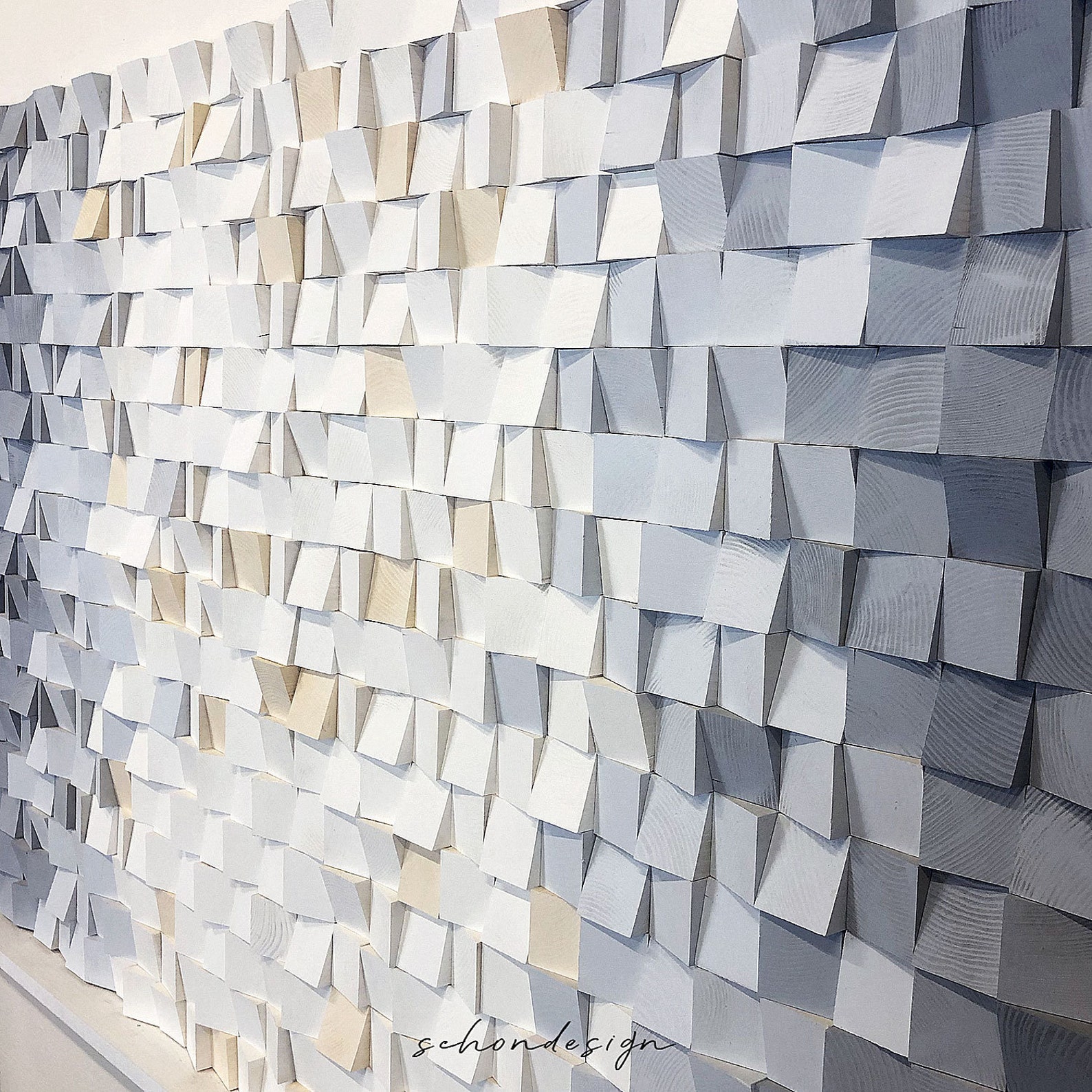 Large Wood Wall Sound Diffuser Acoustic Panel Art, 3d Mosaic Wood Block ...