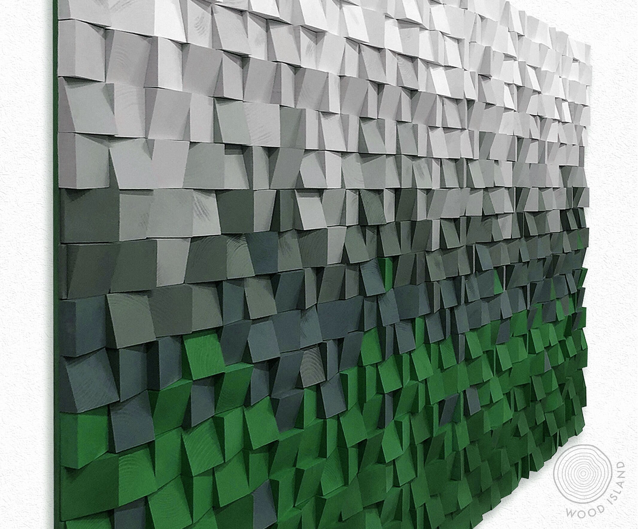 Emerald Green Wood Wall Art Panel iceland, Ombre Home Decor for Bedroom ...