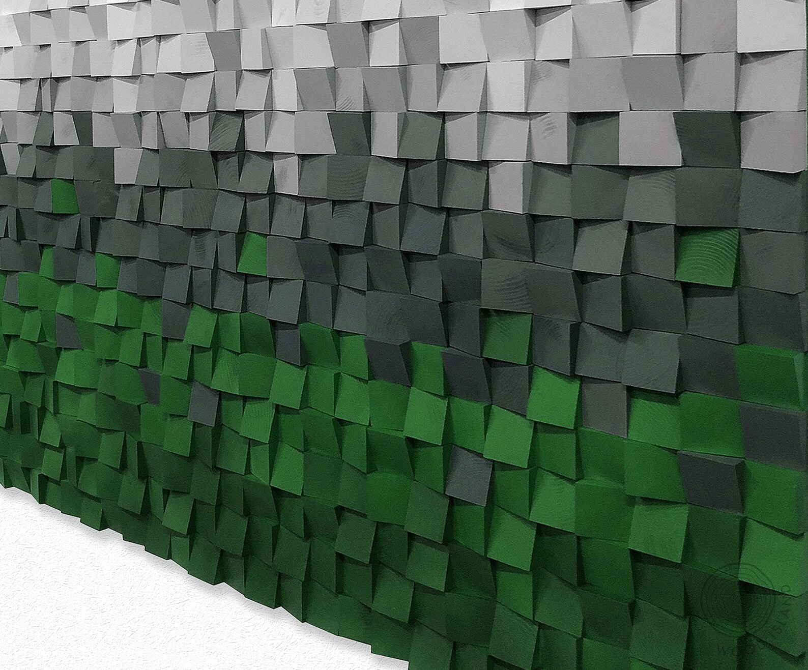 Emerald Green Wood Wall Art Panel iceland, Ombre Home Decor for Bedroom ...