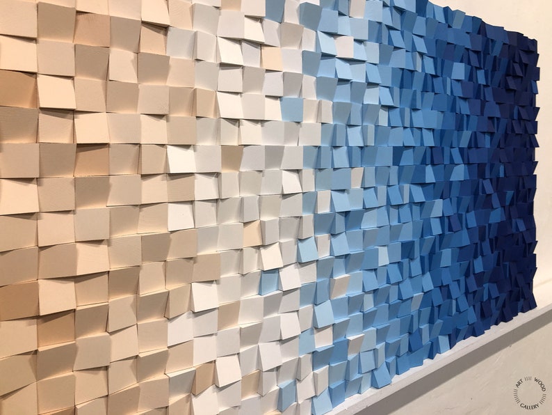 Navy Light Blue Ombre Wood Wall Sound Diffuser Acoustic Panel - Etsy