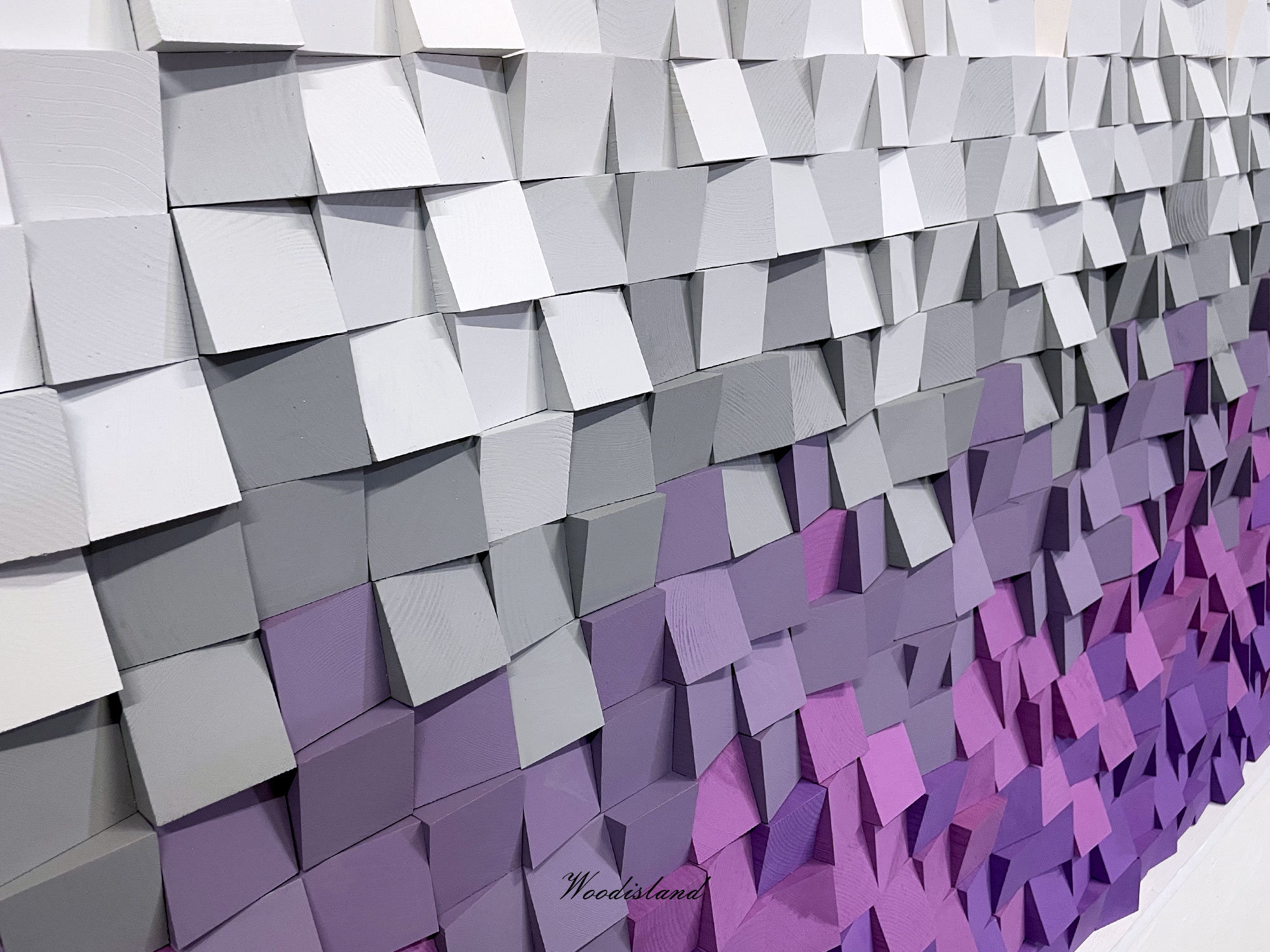 Large Wood Wall Geometric Sound Diffuser Acoustic Panel Art, 3D Mosaic ...