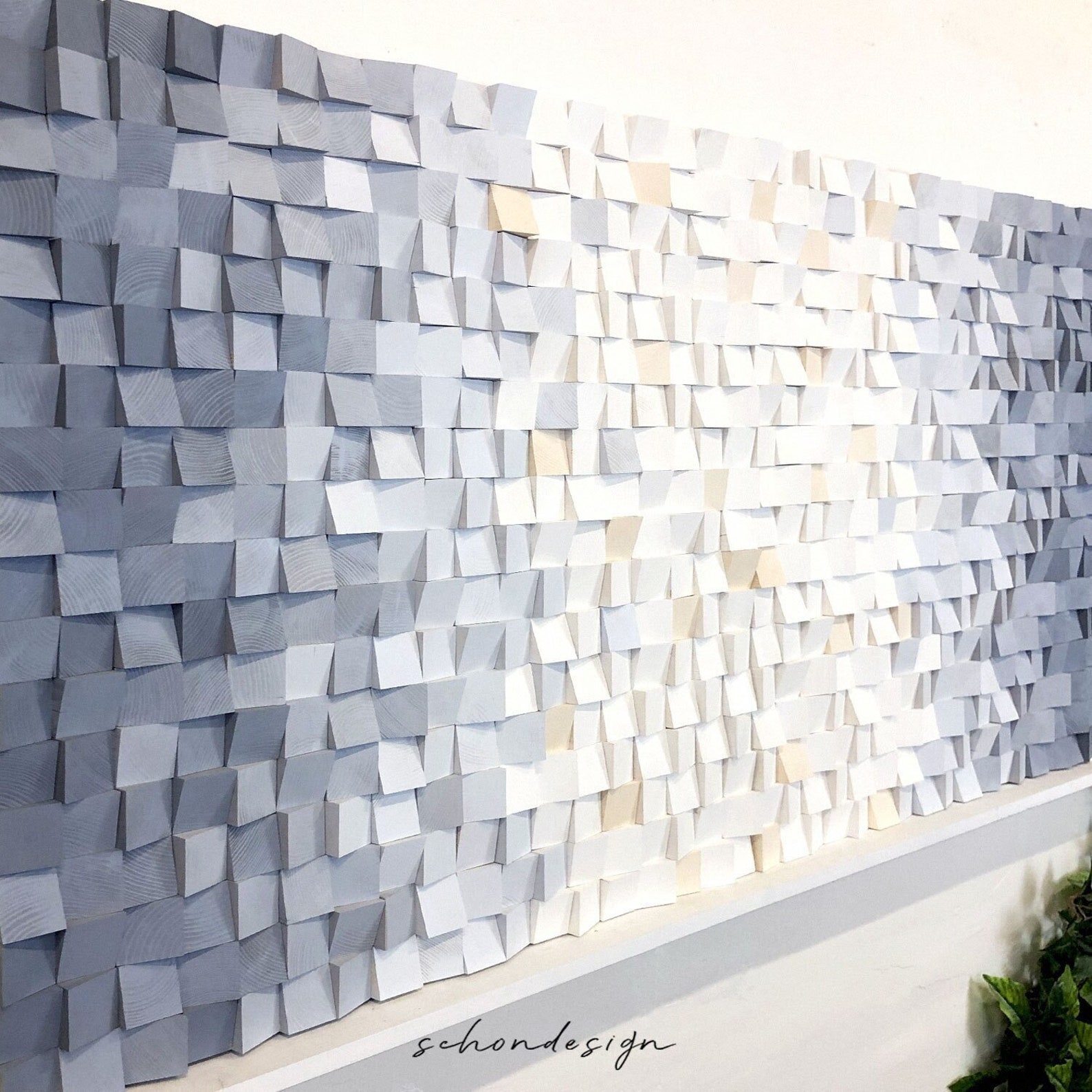 Large Wood Wall Sound Diffuser Acoustic Panel Art, 3d Mosaic Wood Block ...
