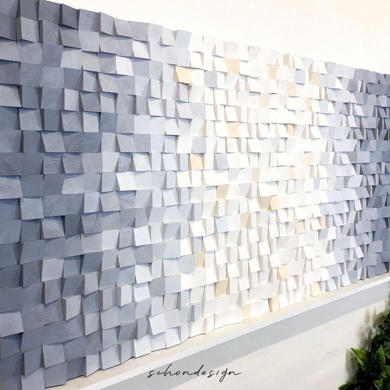 Large Wood Wall Sound Diffuser Acoustic Panel Art, 3d Mosaic Wood Block ...