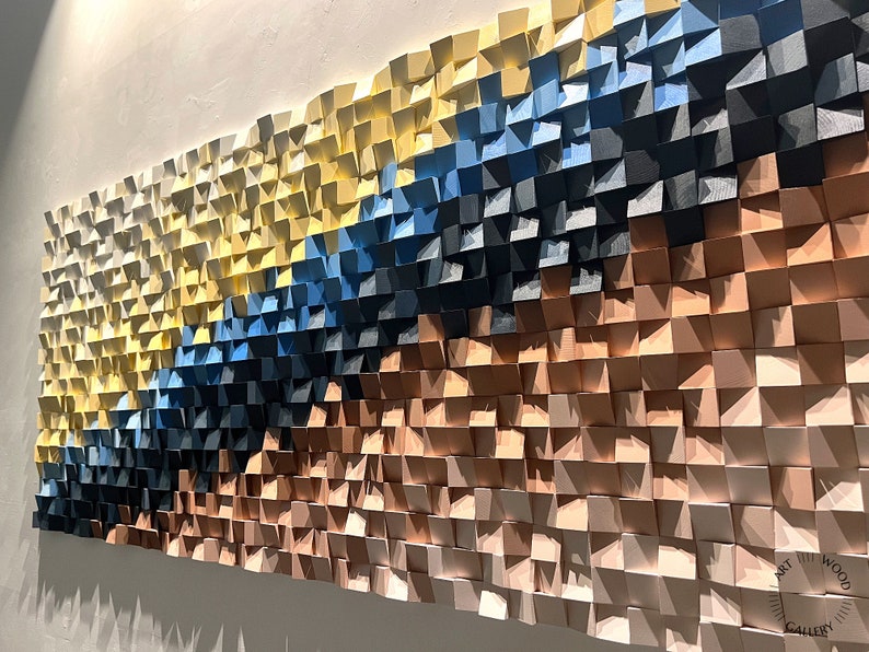 Wood Wall Sound Diffuser Acoustic Panel Art CALIFORNIA, 3d Mosaic Wood ...