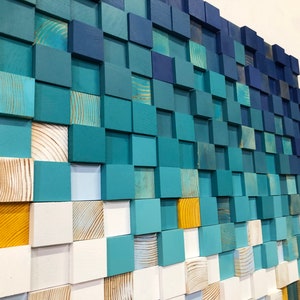 Reclaimed Wood Sound Diffuser Wall Acoustic Panel Art beach, 3d Mosaic ...