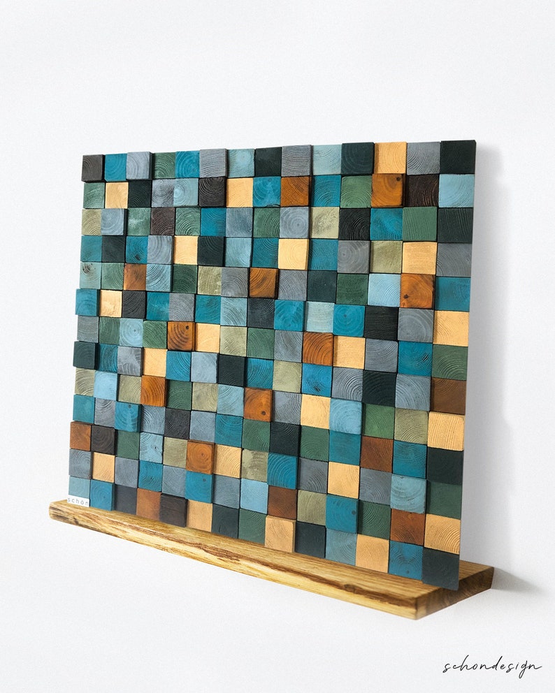 Green Wood Sound Diffuser Wall Panel Art Ombre Mosaic Home - Etsy