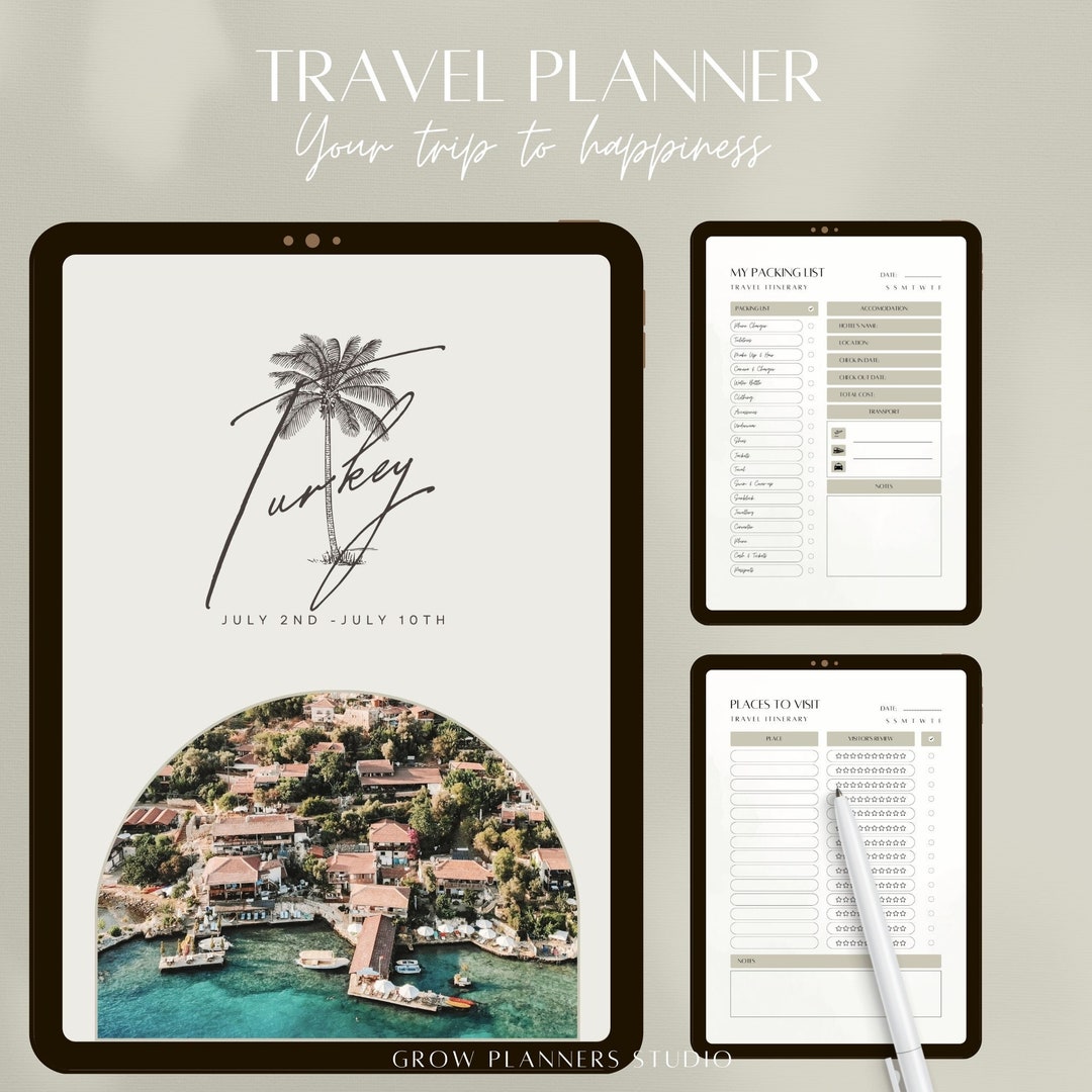 Digital Travel Journal – Printable Planner for Itinerary, Packing Lists ...