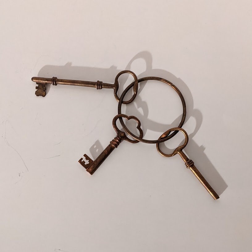 Antique Keys Faux Vintage Key Ring with Three Antique Style | Etsy