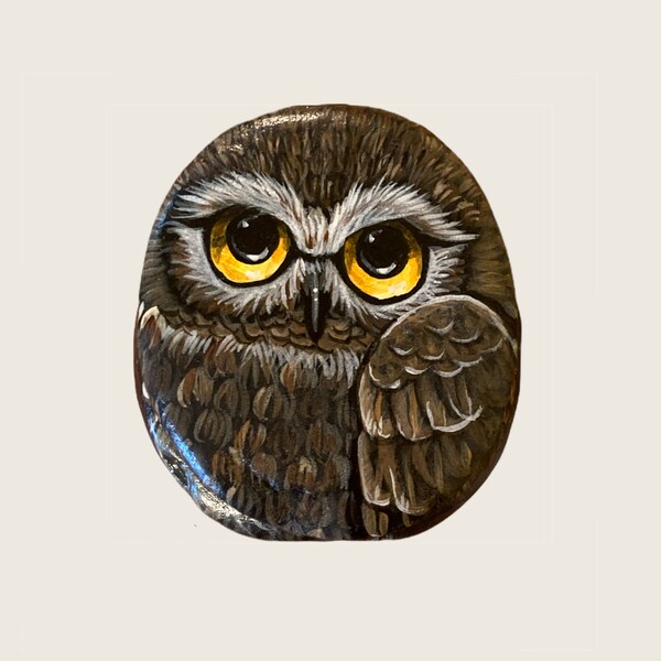Painted Stone Owl - Etsy