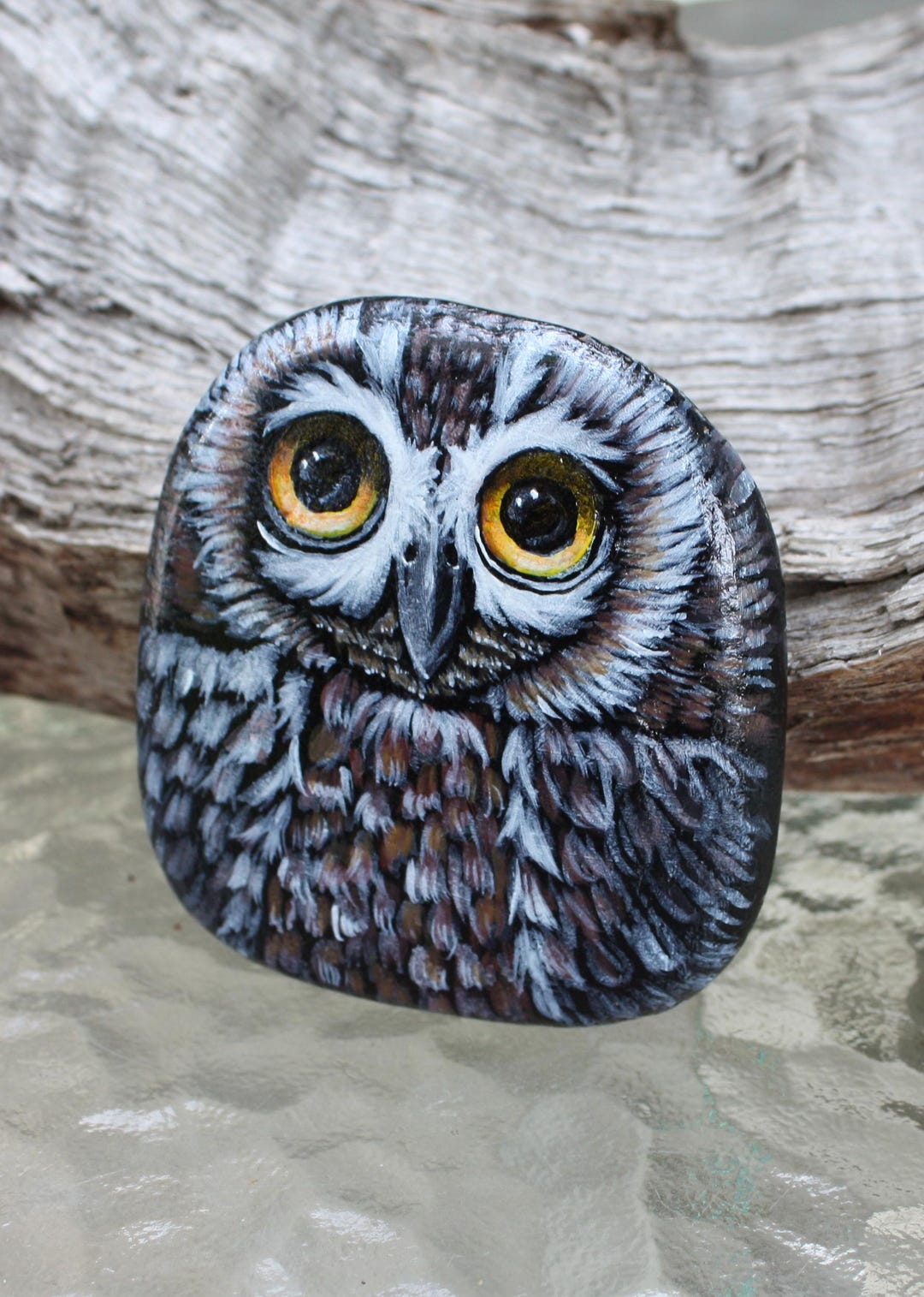 Cute Whimsical Painted Owl Rock Painted Stone Owl Rock Painting Painted ...