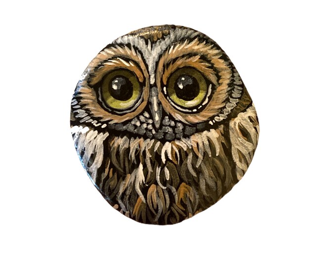 Sweet Little Owl Rock, Original Hand Painted, Owl Stone, Rock, by Wendy ...