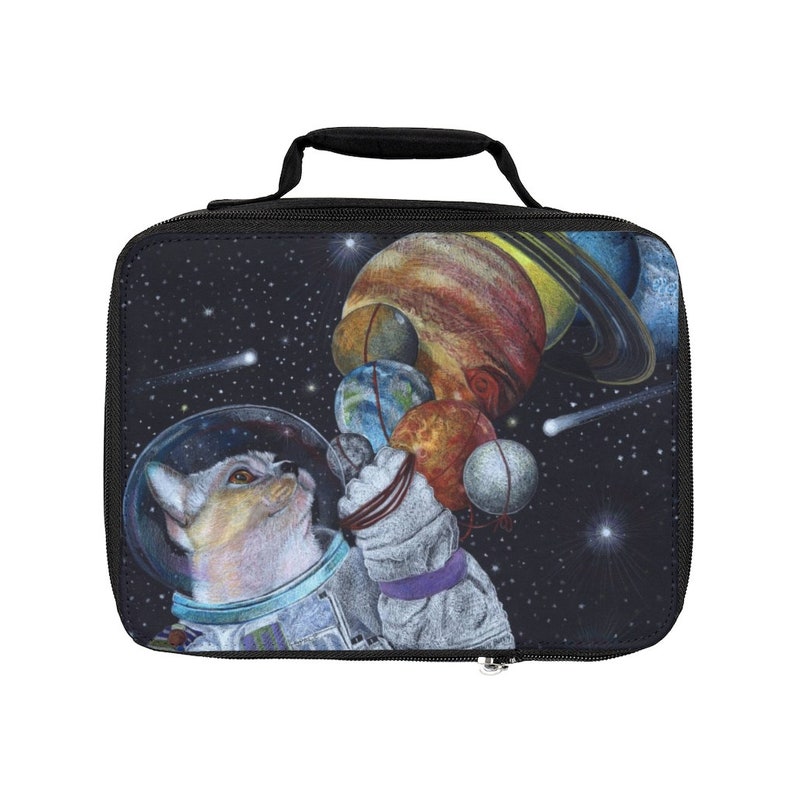 Space Cat Lunch Box Cat and Planets Planet Cat Lunch Work - Etsy